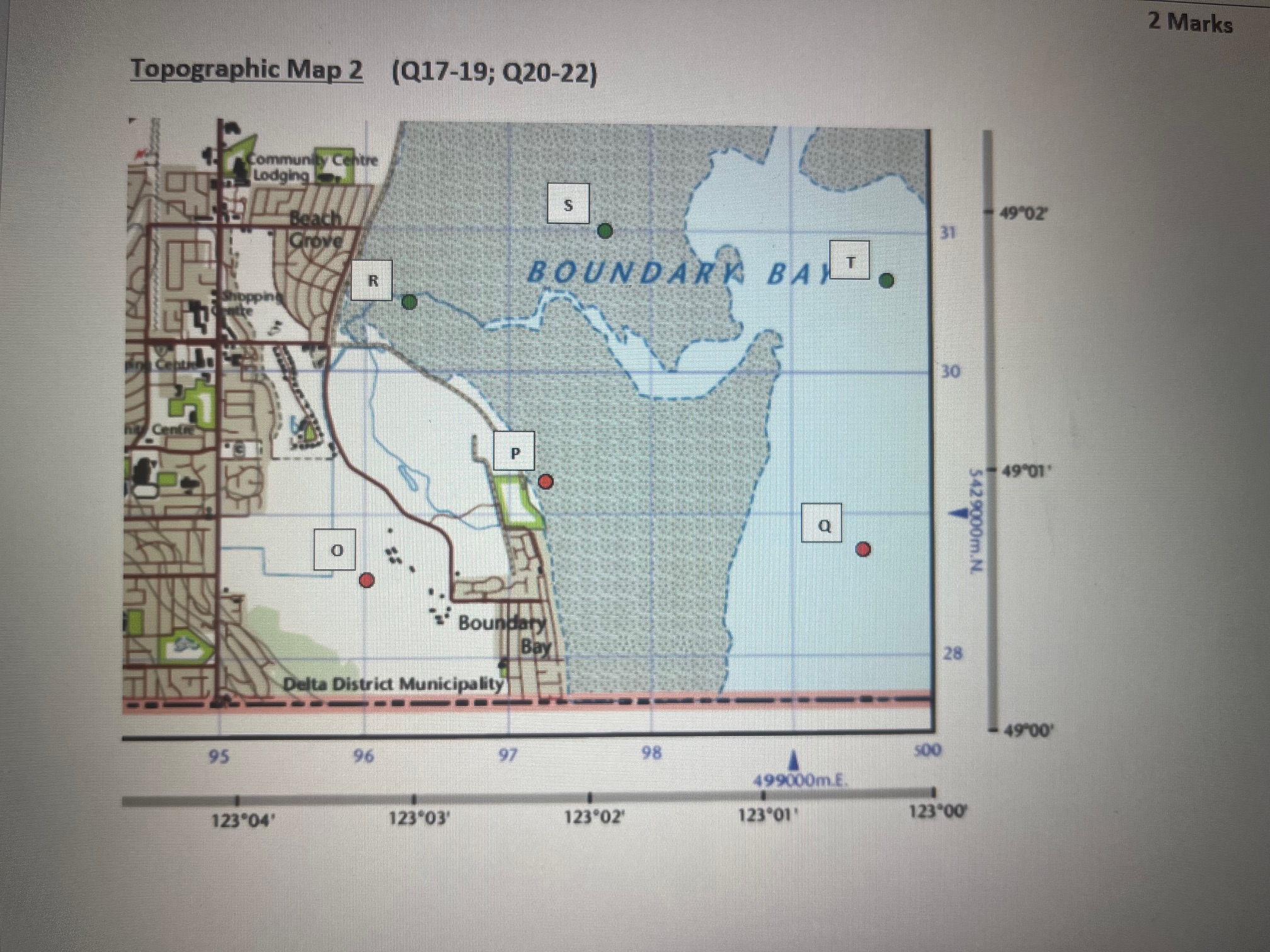Solved 17) Examine Topographic Map 2. The 6 digit UTM grid | Chegg.com