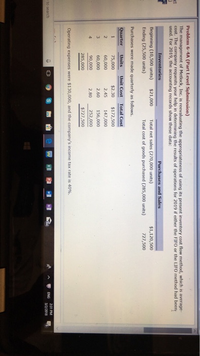 Solved Problem 6-4A (Part Level Submission) The management | Chegg.com