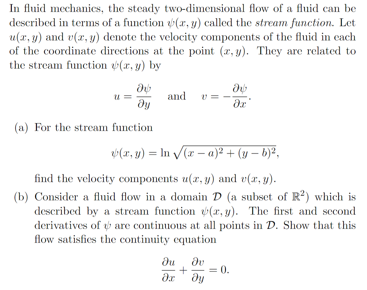 Solved In fluid mechanics, the steady two-dimensional flow | Chegg.com