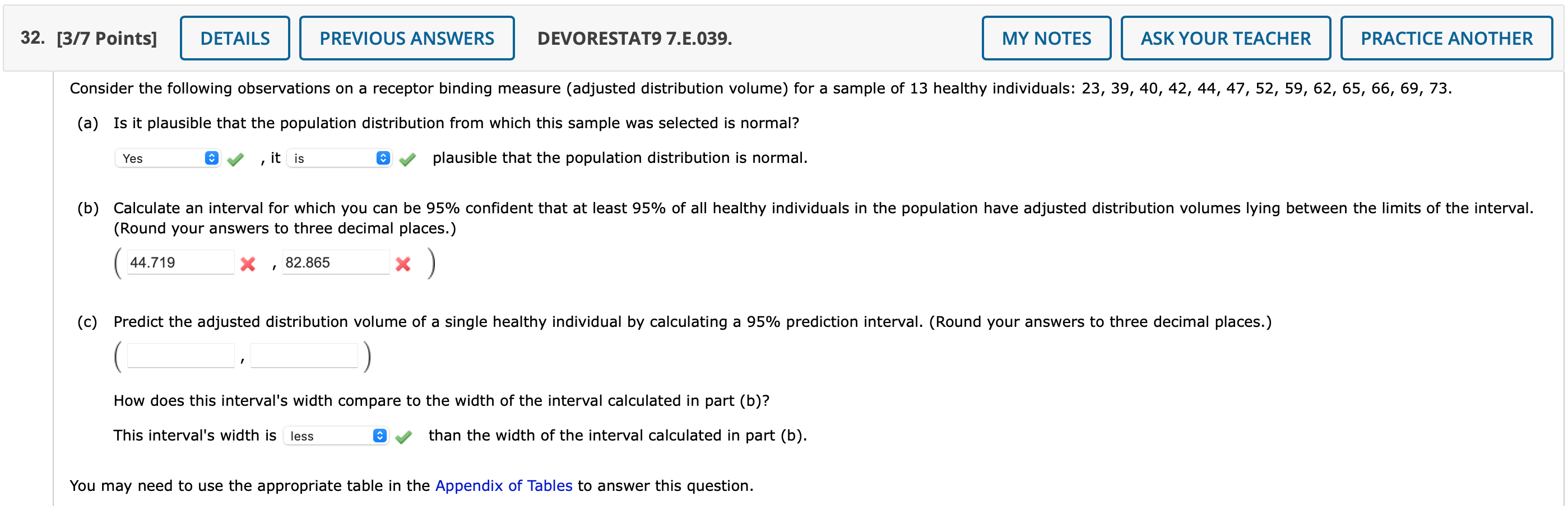 Solved 32. [3/7 Points] DETAILS PREVIOUS ANSWERS DEVORESTAT9 | Chegg.com