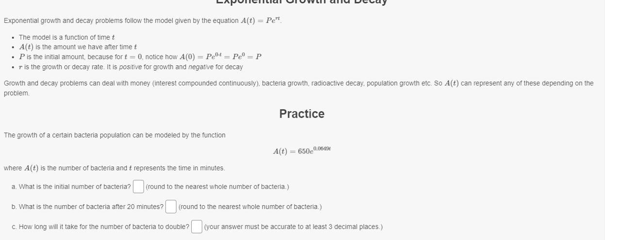 Solved Exponential growth and decay problems follow the | Chegg.com