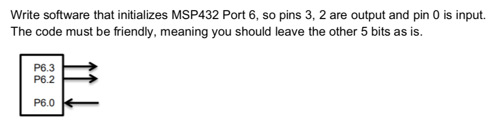 Write Software That Initializes Msp432 Port 6 So