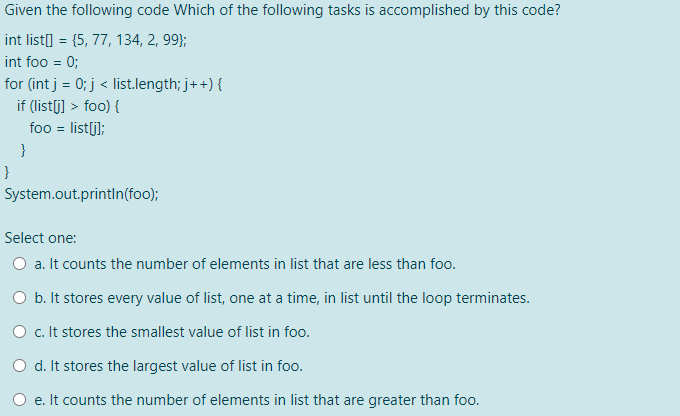 Solved Given the following code Which of the following tasks | Chegg.com