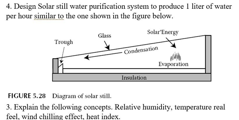 Solved 4. Design Solar still water purification system to | Chegg.com