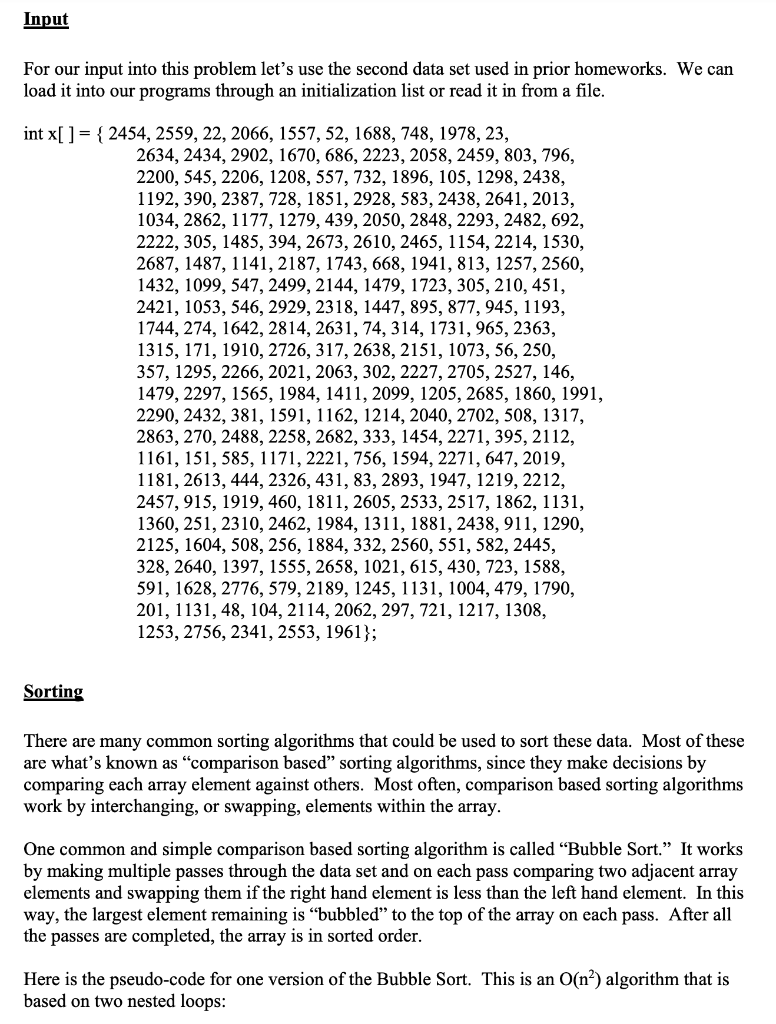 Solved Program 7: Sorting with Pointers Sometimes we're | Chegg.com