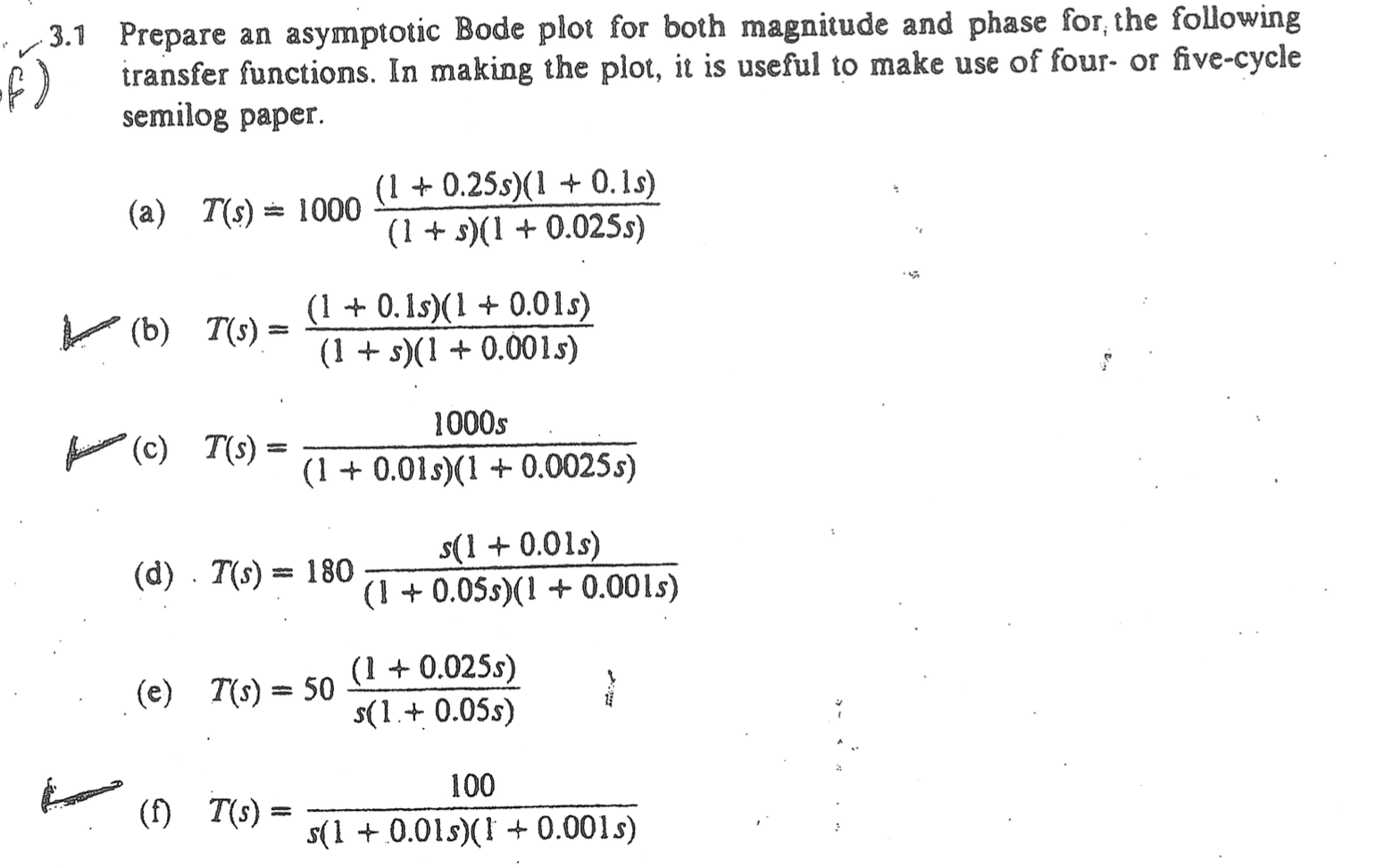 Solved 3.1 Prepare an asymptotic Bode plot for both | Chegg.com