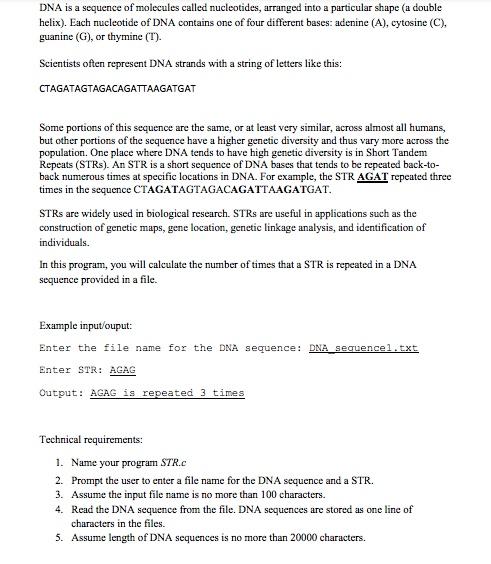 Solved DNA is a sequence of molecules called nucleotides, | Chegg.com