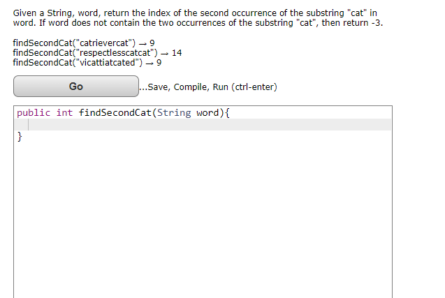 Solved Given a String, word, return the index of the second | Chegg.com
