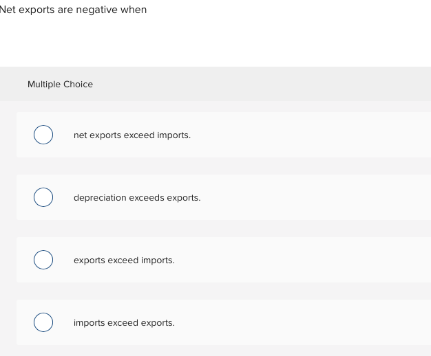 Solved Net exports are negative when Multiple Choice net | Chegg.com