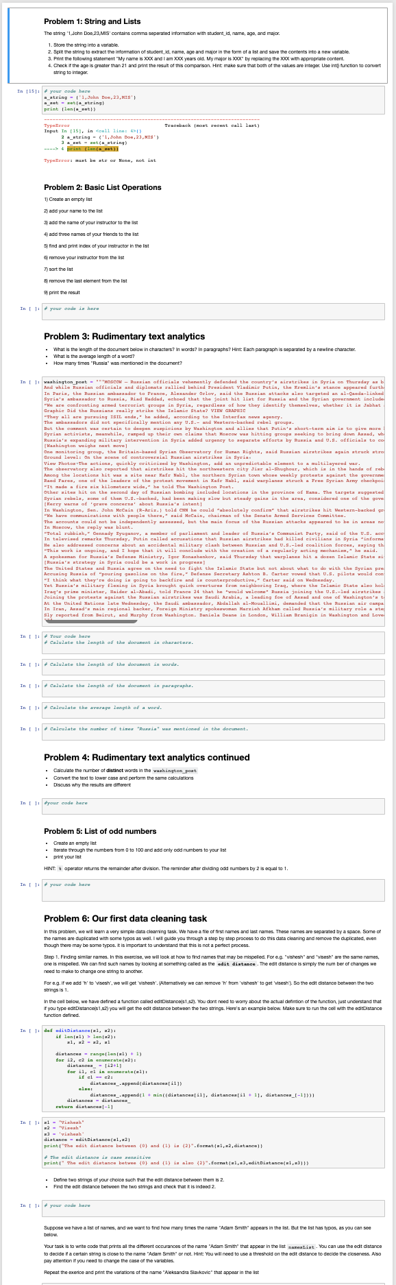 Solved Problem 1: String and Lists The string '1, John | Chegg.com