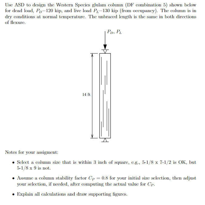 Solved Use ASD to design the Western Species glulam column | Chegg.com