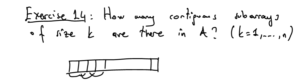 Solved Exercise 14: How many contipuons subarray? - f size k | Chegg.com