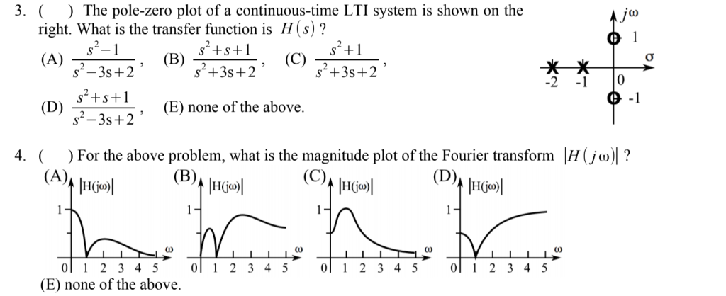 Solved ) The pole-zero plot of a continuous-time LTI system | Chegg.com