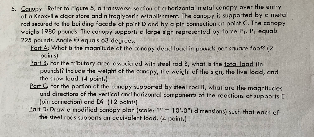 Solved 5. Canopy. Refer to Figure 5, a transverse section of | Chegg.com