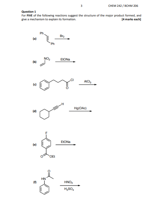 CHEM 242 / BCHM 206 Question 1 For FIVE of the | Chegg.com