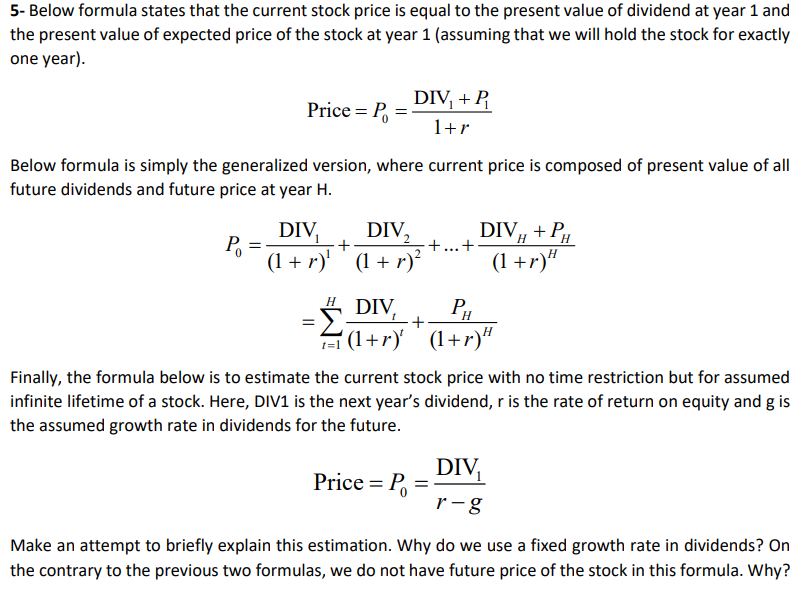 Solved 5- Below formula states that the current stock price | Chegg.com
