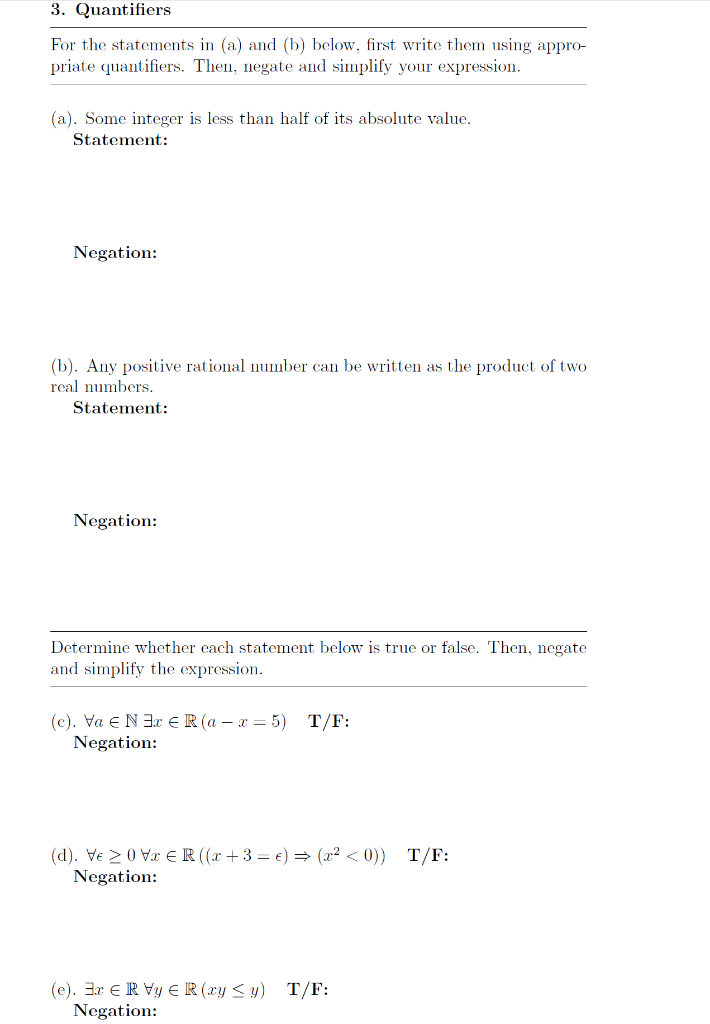 Solved 3. Quantifiers For the statements in (a) and (b) | Chegg.com