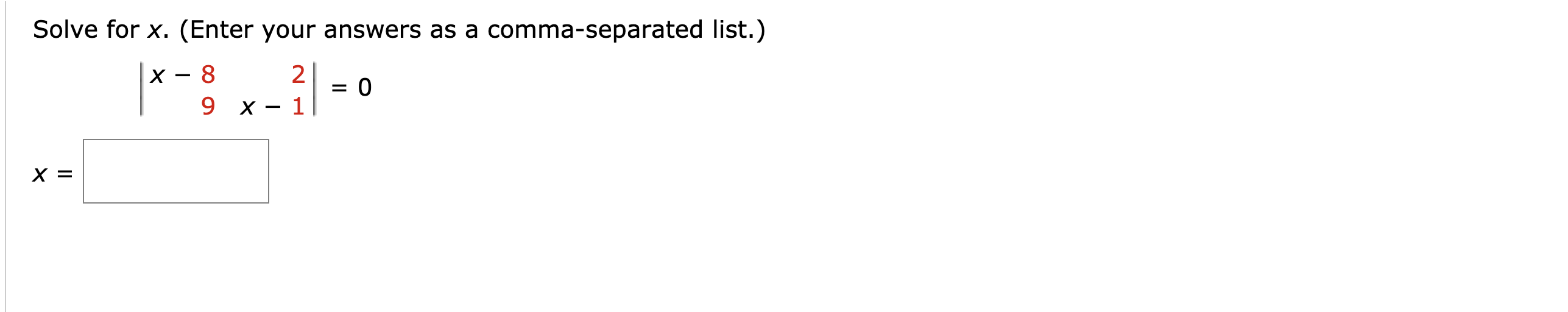Solved Solve for x. (Enter your answers as a comma-separated | Chegg.com