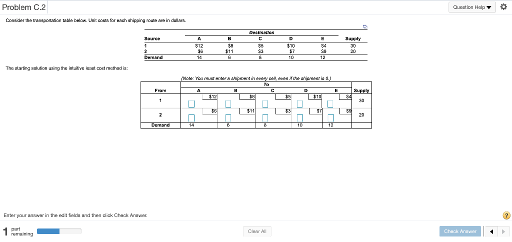 Solved Problem C.2 Question Help O Consider the | Chegg.com