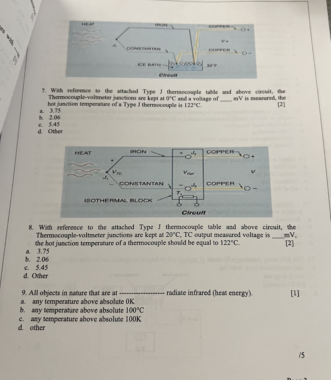 Solved 7. With reference to the attached Type J thermocouple | Chegg.com
