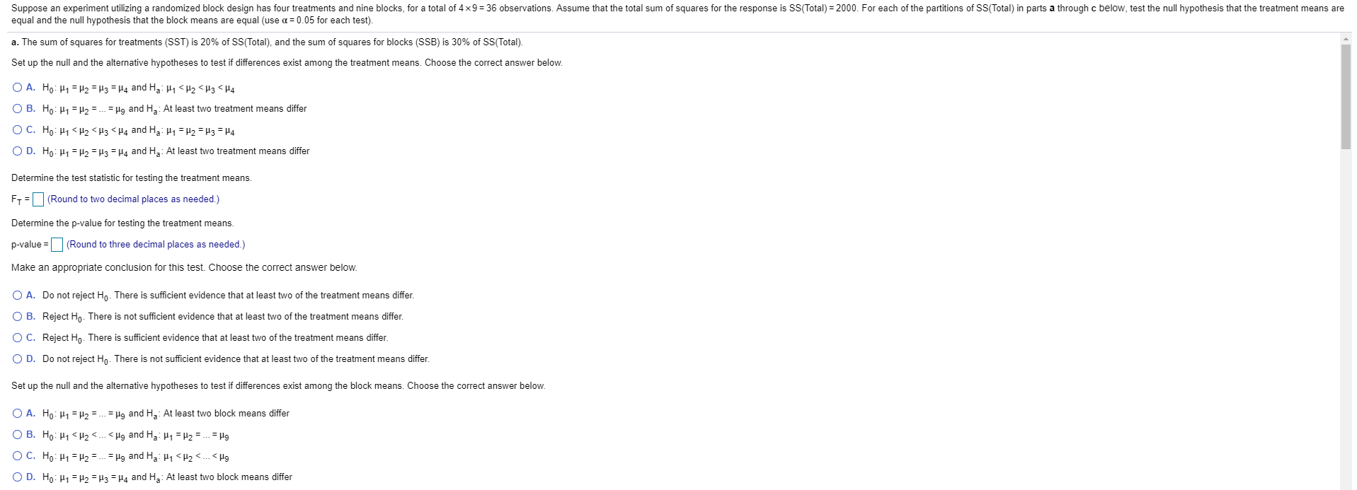 Solved Suppose An Experiment Utilizing A Randomized Block 