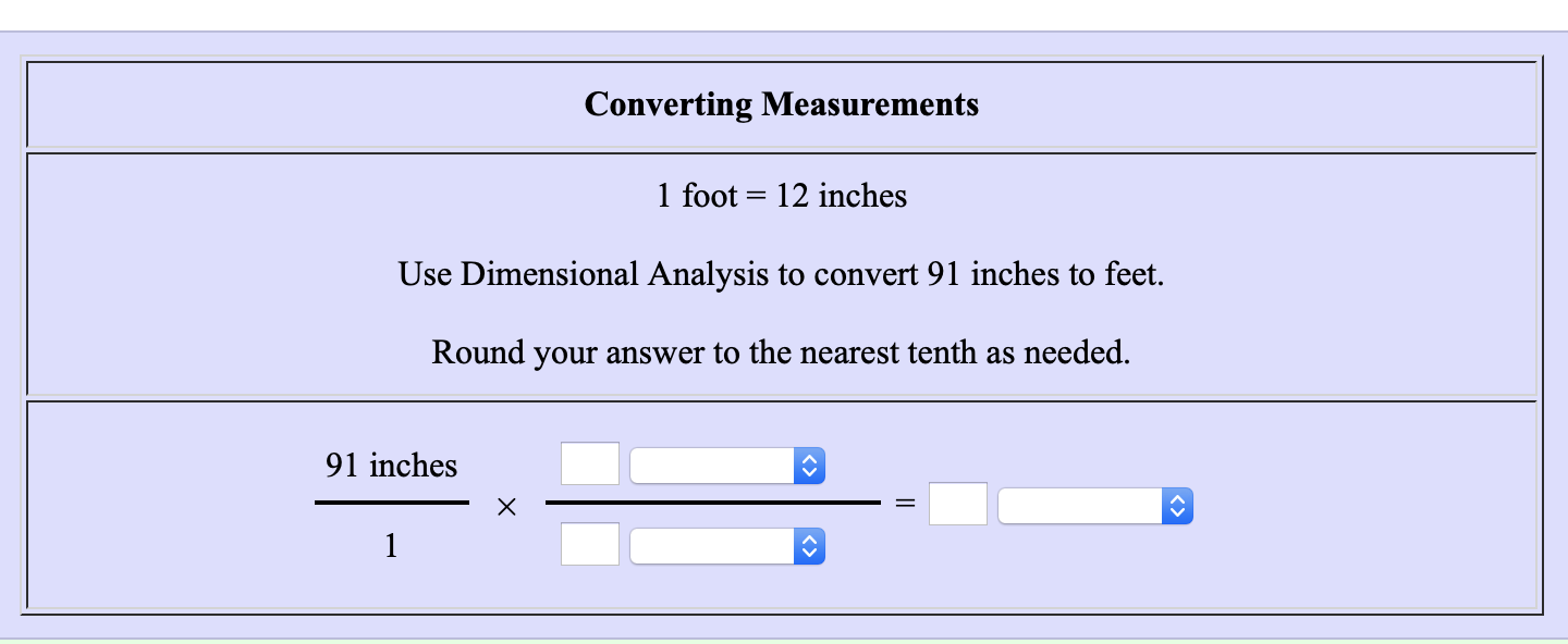 Solved Converting Measurements 1 foot = 12 inches Use | Chegg.com
