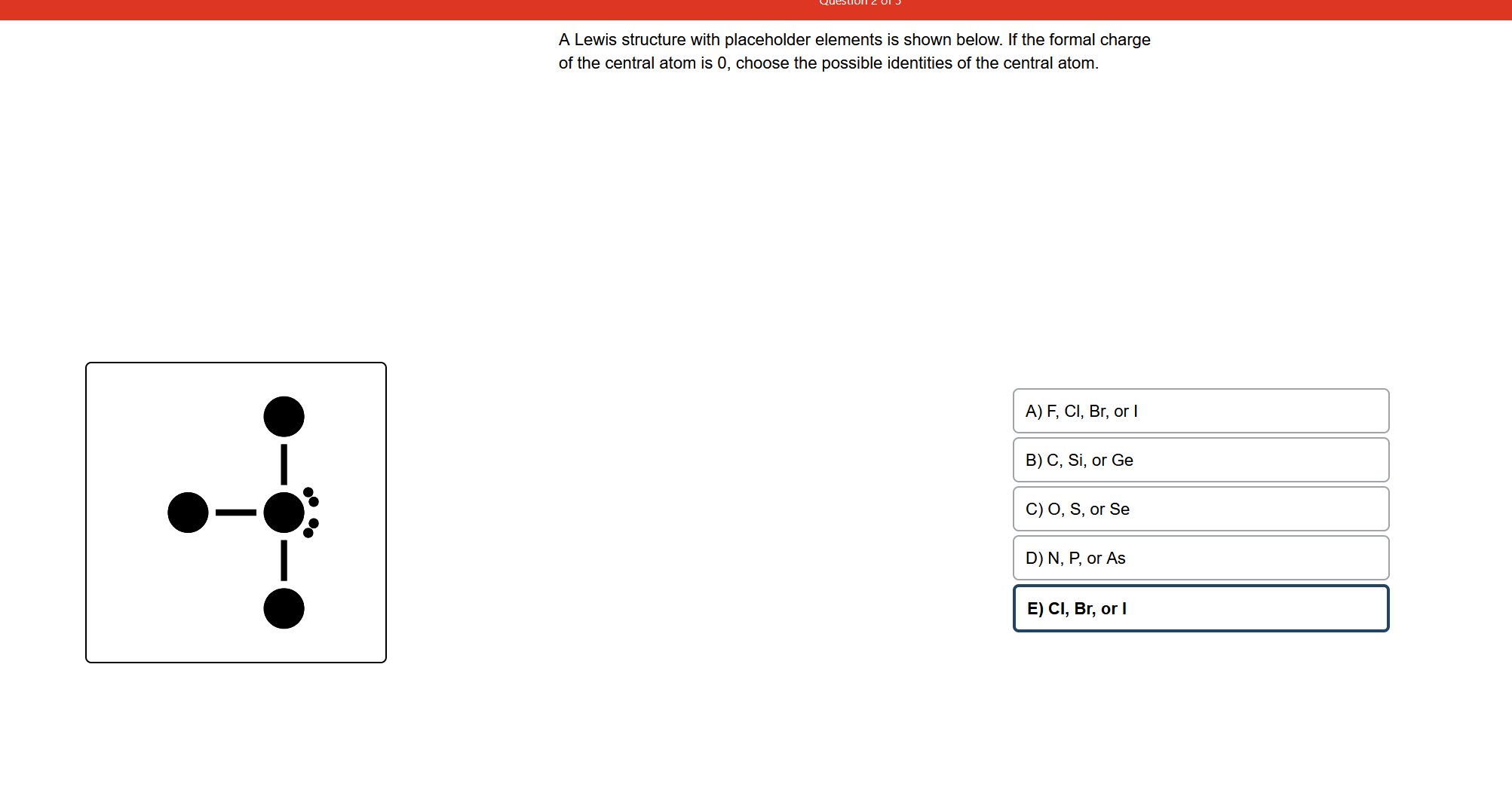Solved A Lewis structure with placeholder elements is shown | Chegg.com