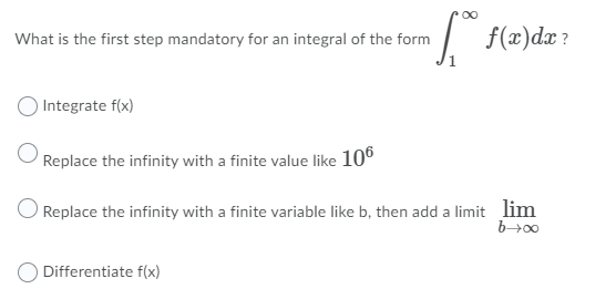 Solved What is the first step mandatory for an integral of | Chegg.com