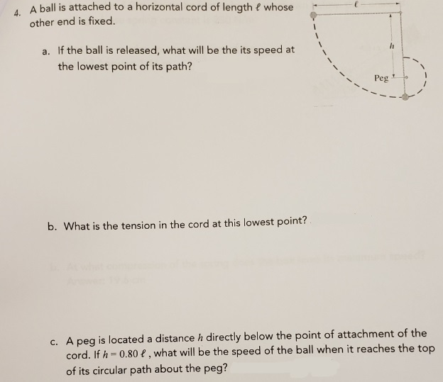 Solved A ball is attached to a horizontal cord of length & | Chegg.com