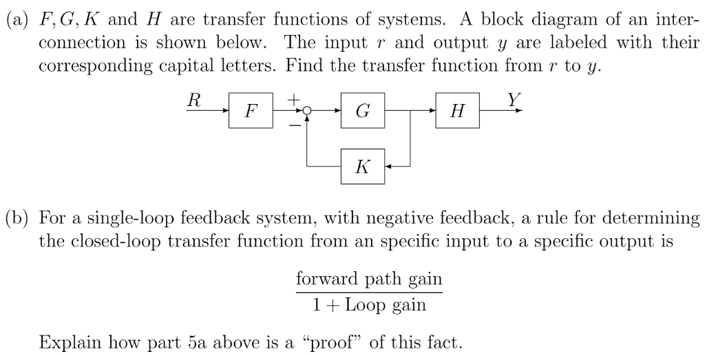 Solved (a) F, G, K and H are transfer functions of systems. | Chegg.com