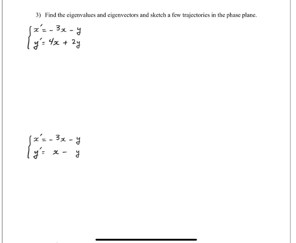 Solved 3) Find the eigenvalues and eigenvectors and sketch a | Chegg.com