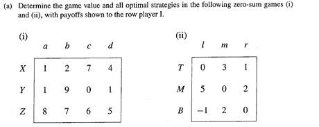Solved a) Determine the game value and all optimal | Chegg.com