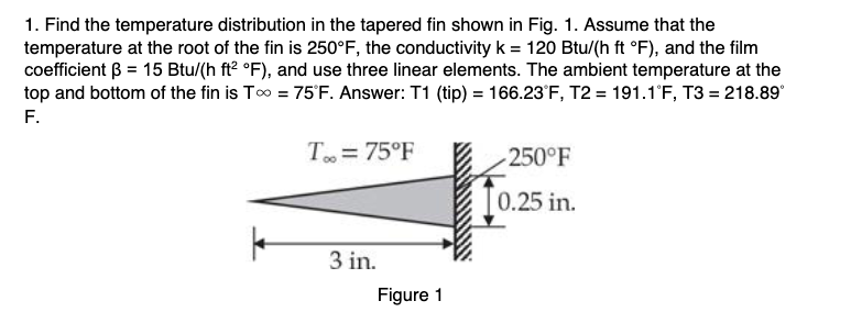 Solved 1. Find the temperature distribution in the tapered | Chegg.com