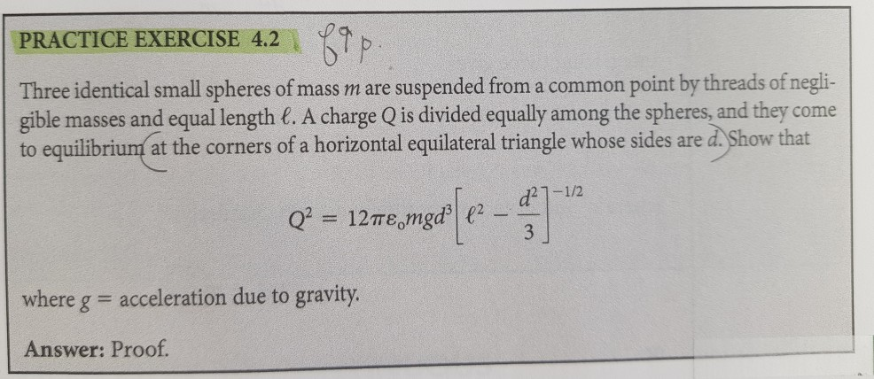 Solved PRACTICE EXERCISE 4.2 Three identical small spheres | Chegg.com