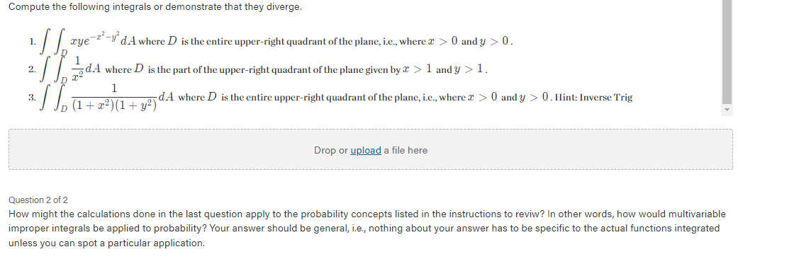 Solved Improper integrals(DO NOT USE AI) ﻿Solve both | Chegg.com