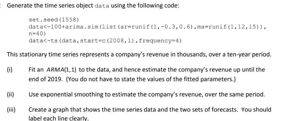 Solved Generate the time series object data using the | Chegg.com