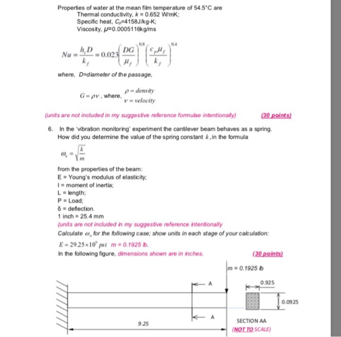 Solved Properties of water at the mean film temperature of | Chegg.com