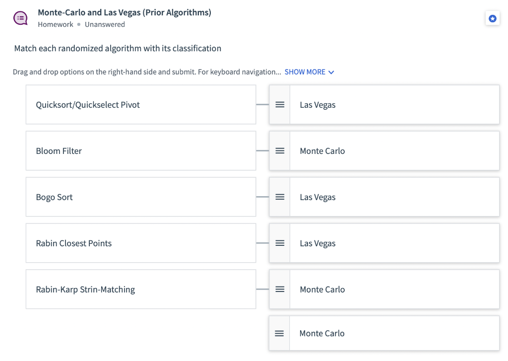 Solved = Monte-Carlo and Las Vegas (Prior Algorithms) | Chegg.com
