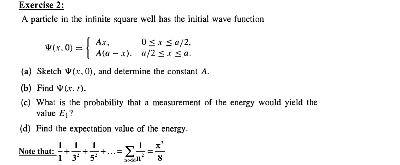 Solved A particle in the infinite square well has the | Chegg.com