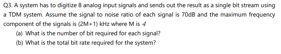 Solved Q3. A system has to digitize 8 analog input signals | Chegg.com