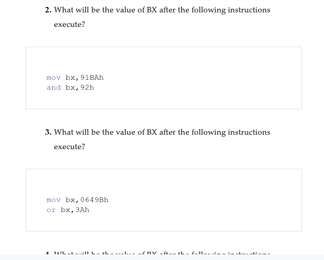 Solved 2. ﻿What will be the value of \( ﻿B X \) ﻿after the | Chegg.com