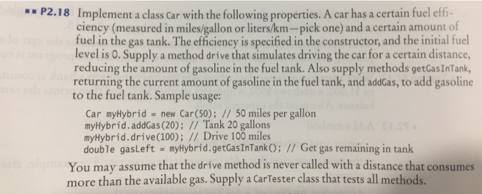 Solved " P2.18 Implement a class Car with the following | Chegg.com