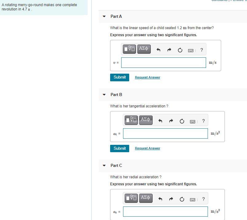 Solved A rotating merry-go-round makes one complete | Chegg.com