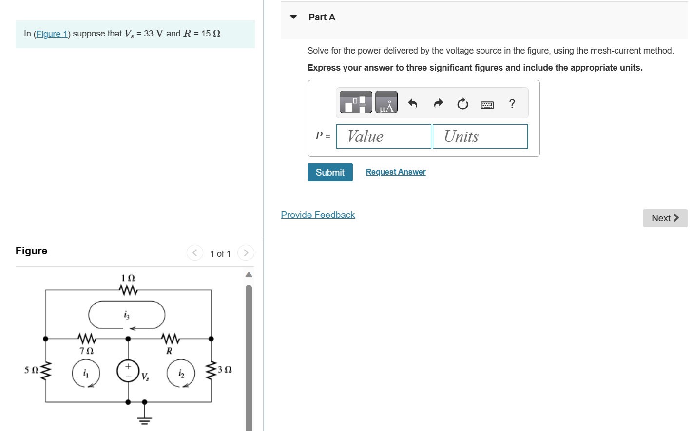 Solved In (Figure 1) suppose that Vs=33 V and R=15Ω. Solve | Chegg.com