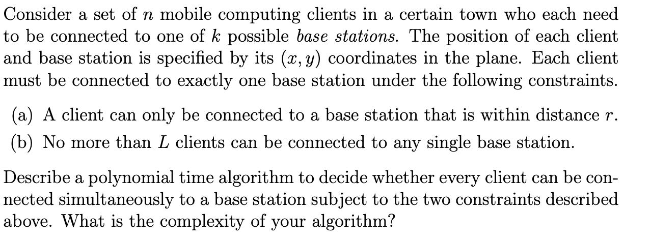 Solved Consider a set of n mobile computing clients in a | Chegg.com