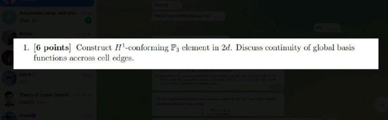 Solved 1. [6 points] Construct H1-conforming P3 element in | Chegg.com