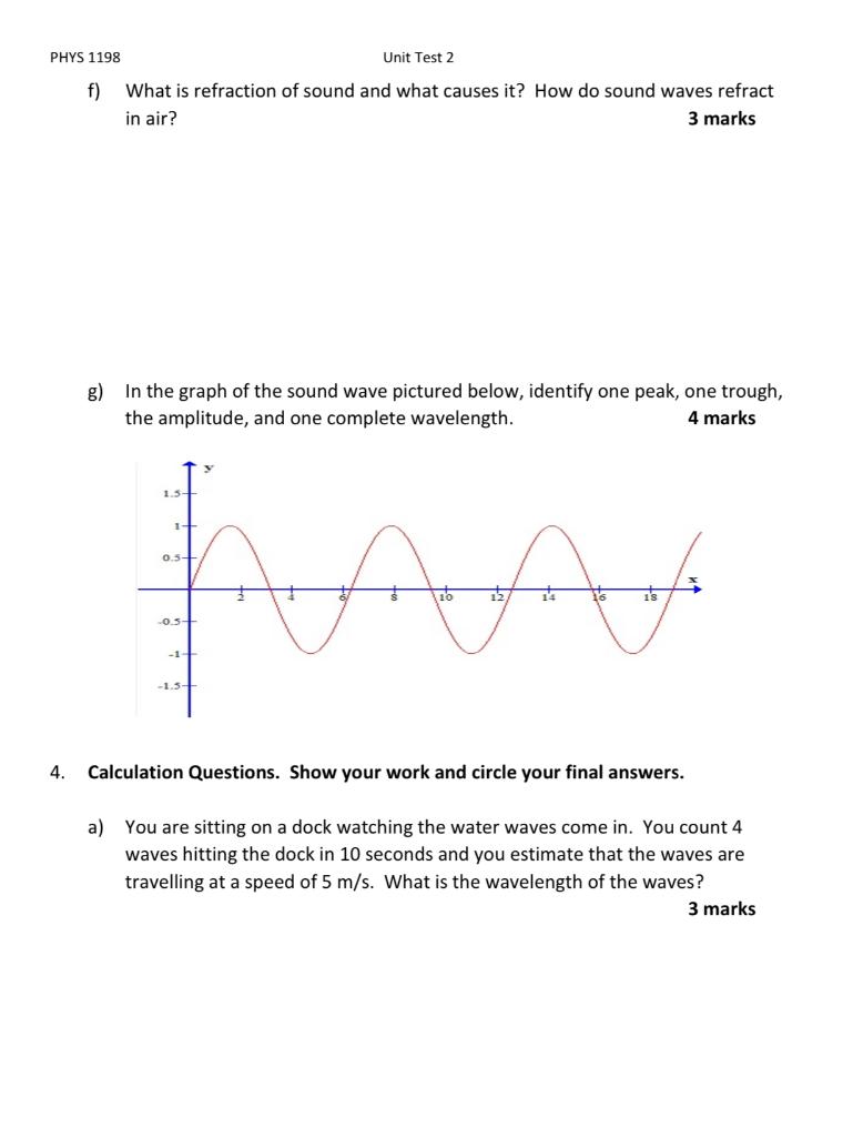 Solved PHYS 1198 Unit Test 2 f) What is refraction of sound | Chegg.com