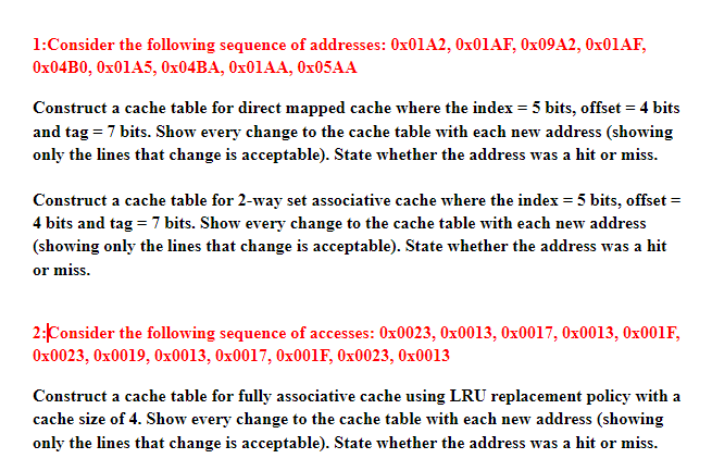 Solved 1:Consider the following sequence of addresses: | Chegg.com