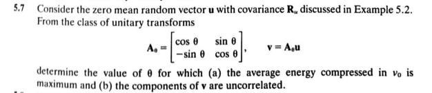 Consider the zero mean random vector u with | Chegg.com