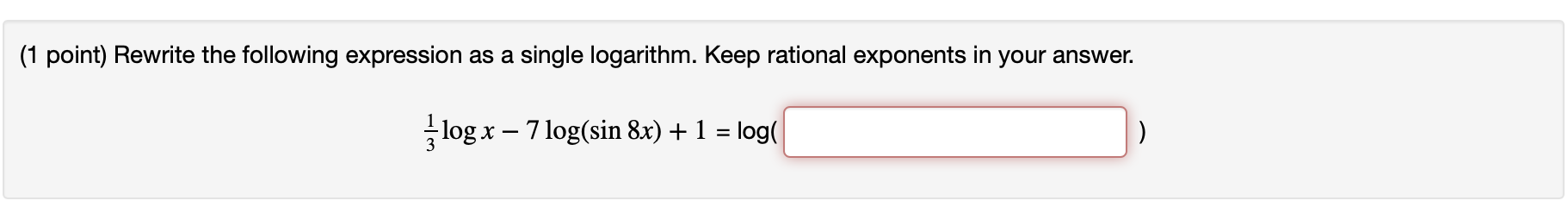 Solved (1 point) Rewrite the following expression as a | Chegg.com